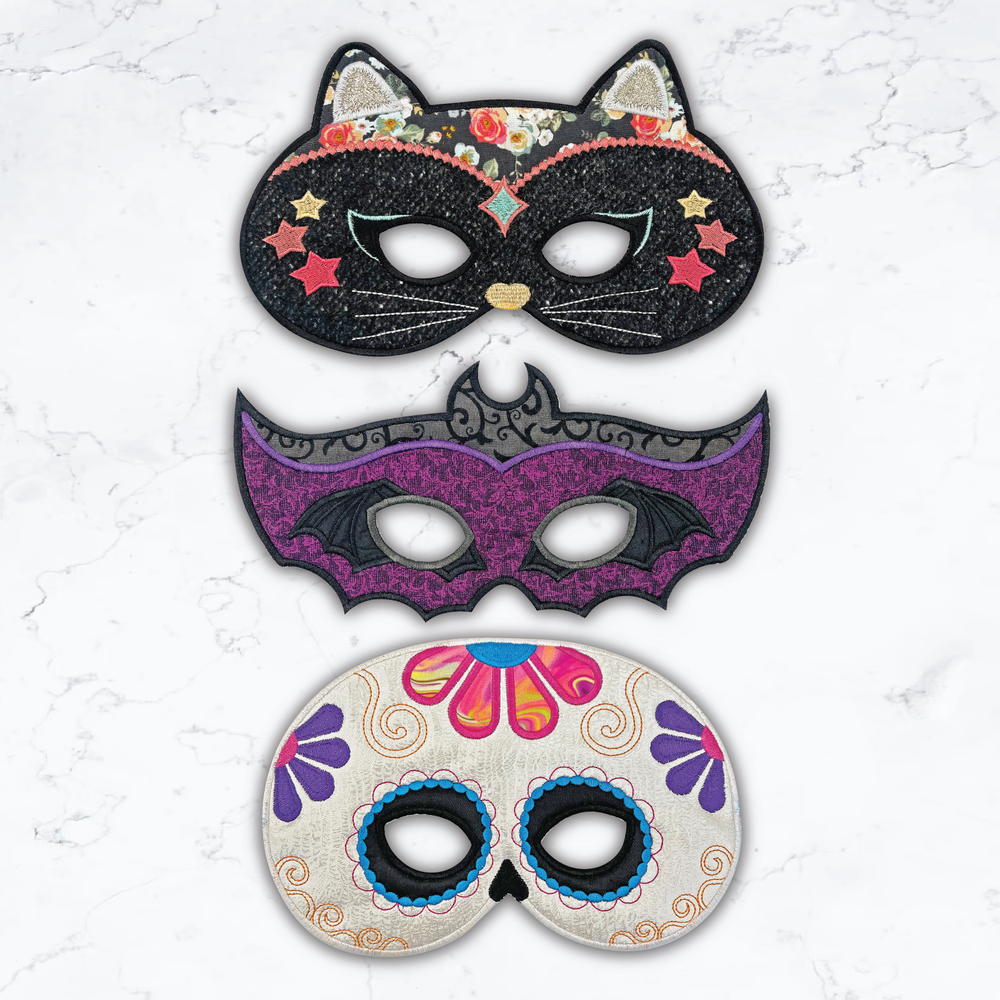 Halloween Masks 5x7 6x10 Machine Embroidery Design ITH