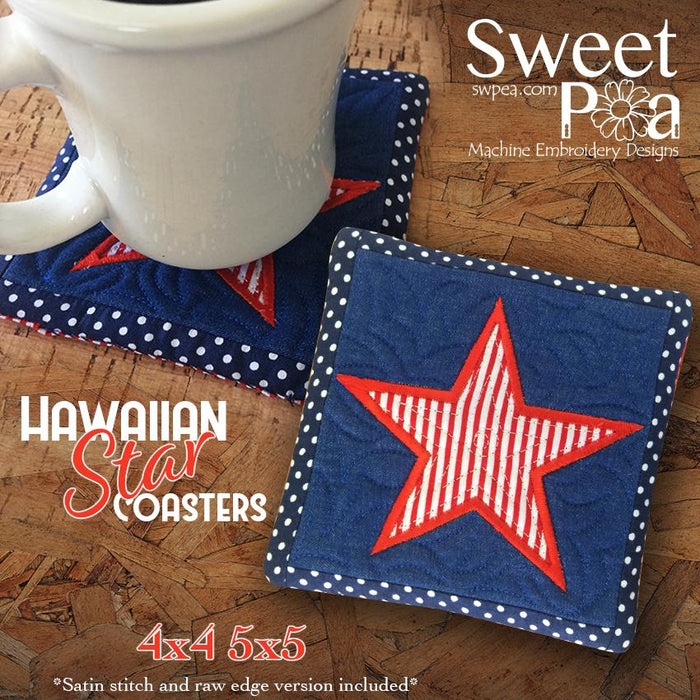 Embroidery Design ITH - Hawaiian Star Coaster