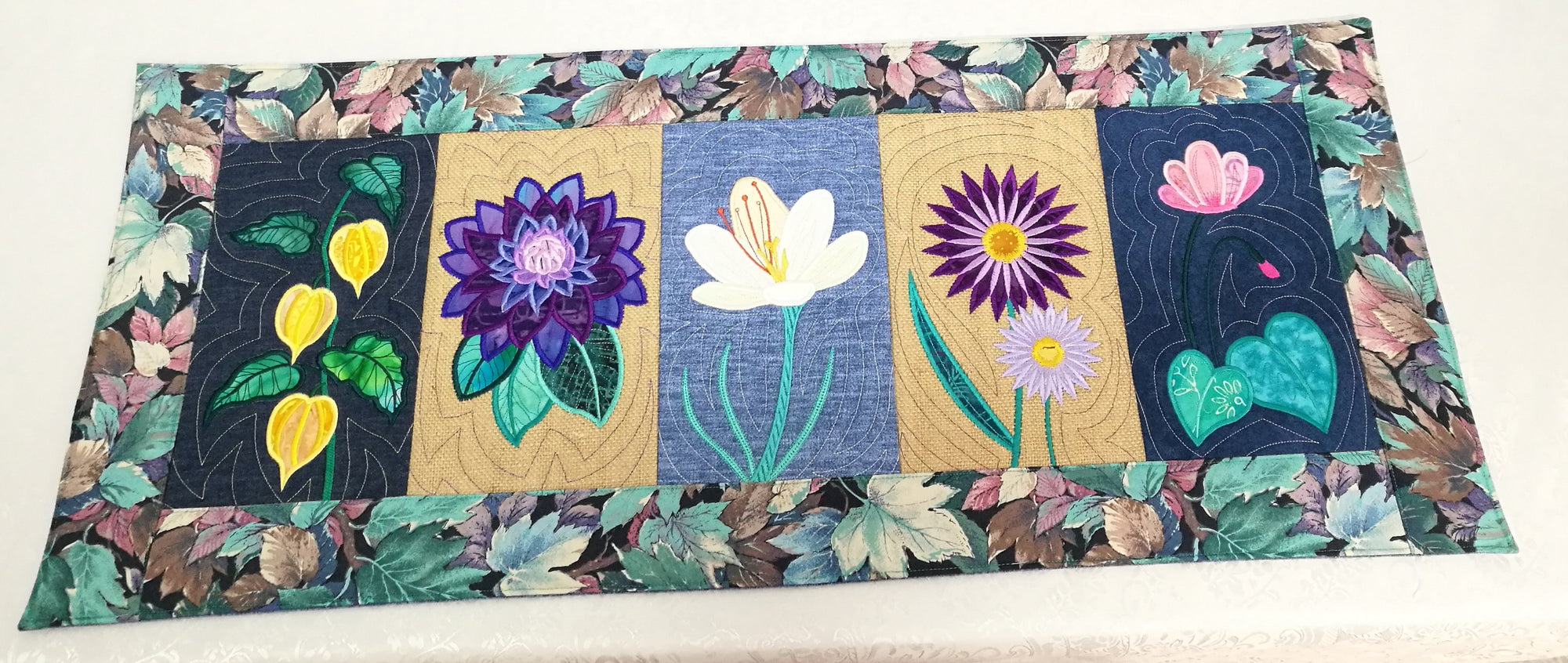 In The Hoop Embroidery Designs - Autumn Flowers Table Runner