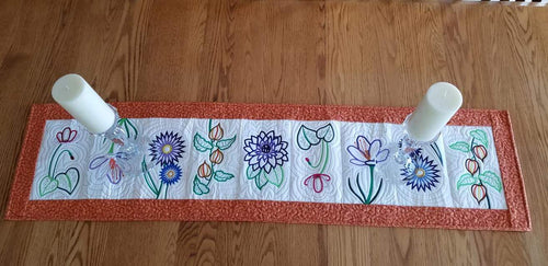 In The Hoop Embroidery Designs - Autumn Flowers Table Runner