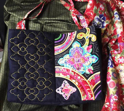 In The Hoop Machine Embroidery Design - Japanese Obi Tote Bag