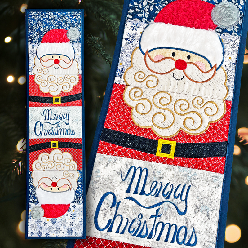 Jolly Santa Table Runner ITH machine embroidery design