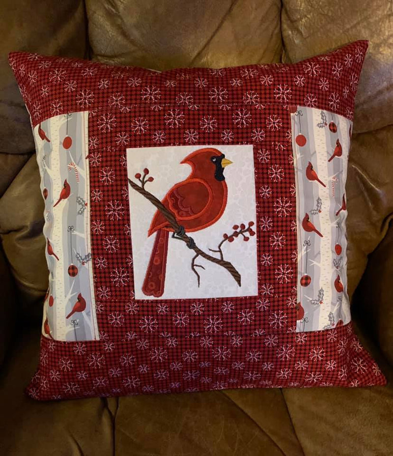 Cardinal Bird Applique in the hoop machine embroidery design