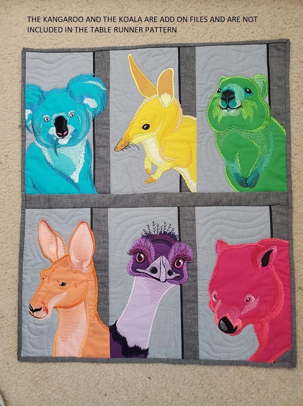 Australian Animals Table Runner 5x7 6x10 7x12