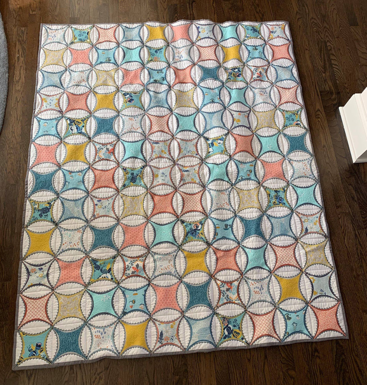 Designer Cathedral Windows Quilt in the hoop machine embroidery design