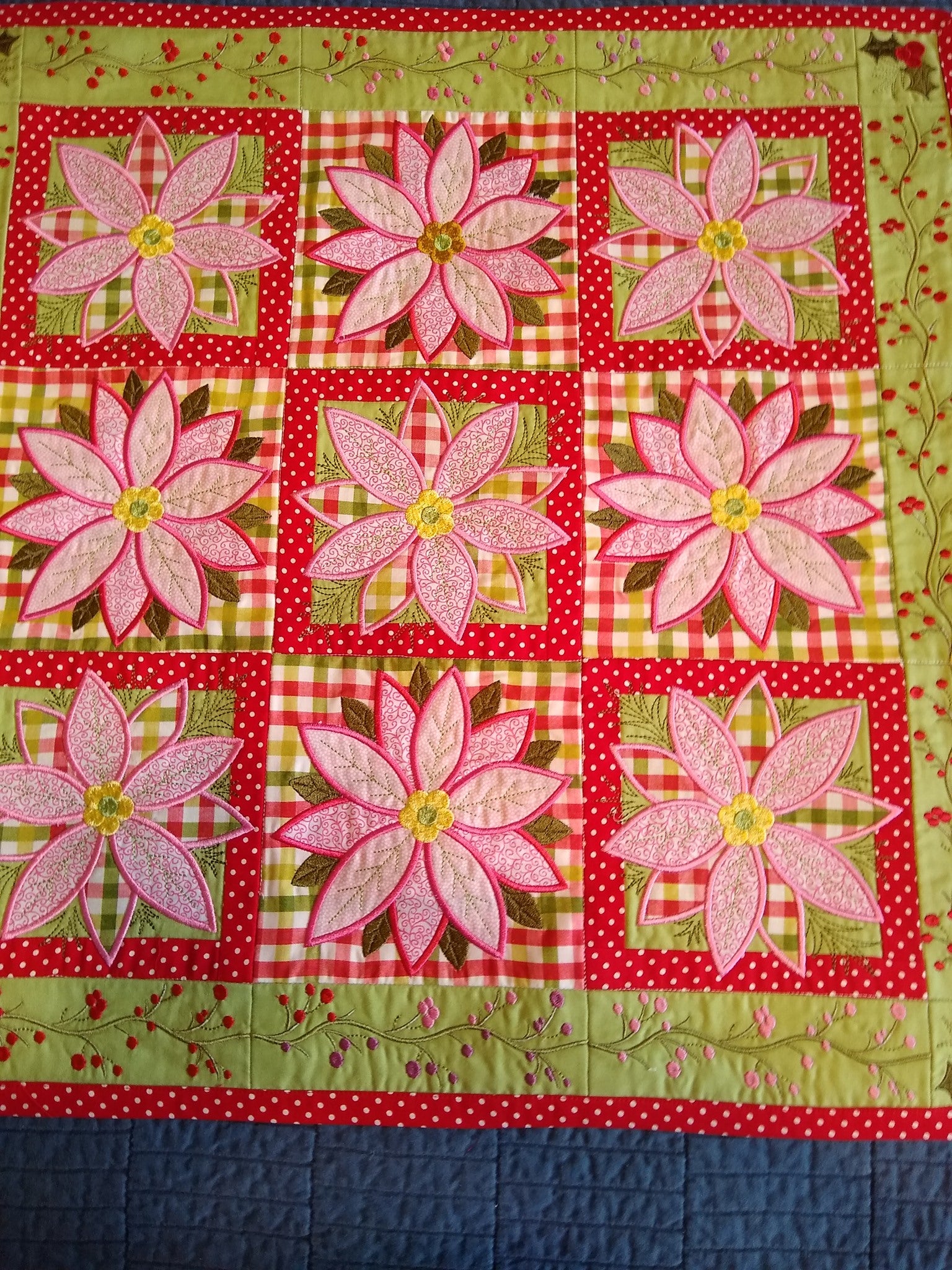 Poinsettia Blocks & Quilt 4x4 5x5 6x6 7x7 machine embroidery design