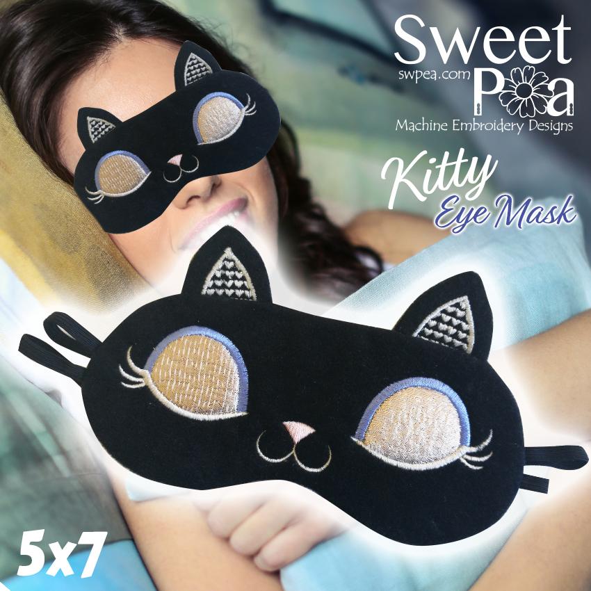 In The Hoop Machine Embroidery Design - Kitty Eye Mask