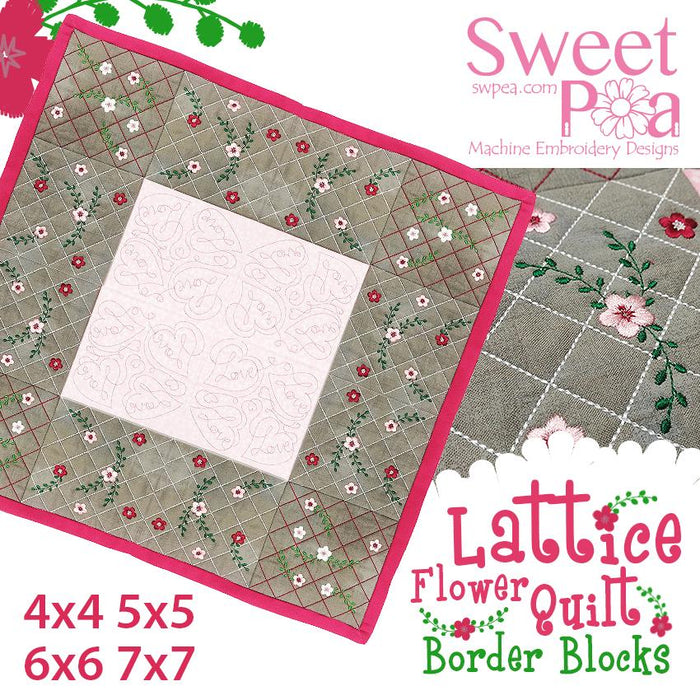 Embroidery Designs - Lattice Flower Quilt Border Block