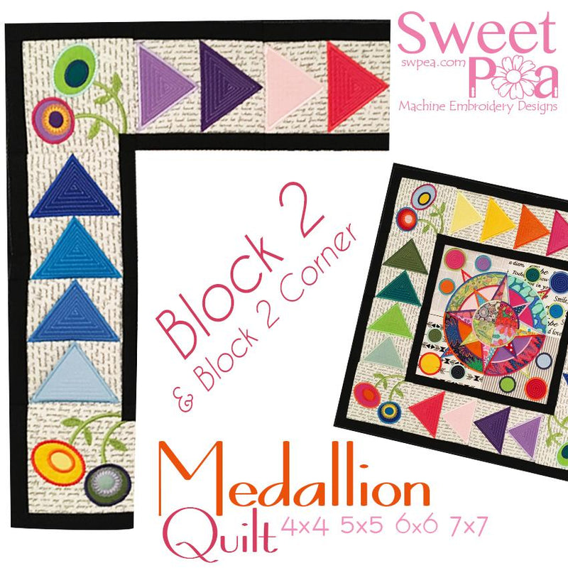 Medallion BOM Sew Along Quilt Block 2 and Corner Block 2