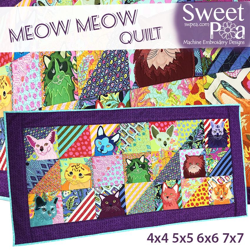 Machine Embroidery Design Download- Meow Meow Quilt