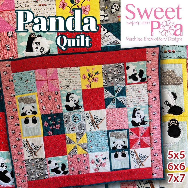 Machine Embroidery Design ITH - Panda Quilt