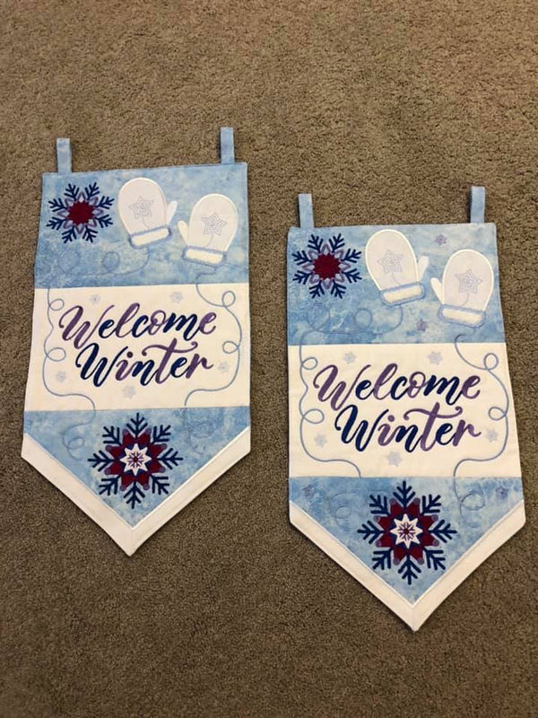 Welcome Winter Flag ITH Machine Embroidery Design