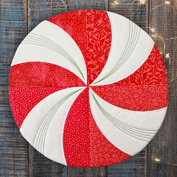 In The Hoop Embroidery - Peppermint Swirl Placemat and Coaster