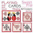 Machine Embroidery Design ITH - Playing Cards Coasters and Mugrug set