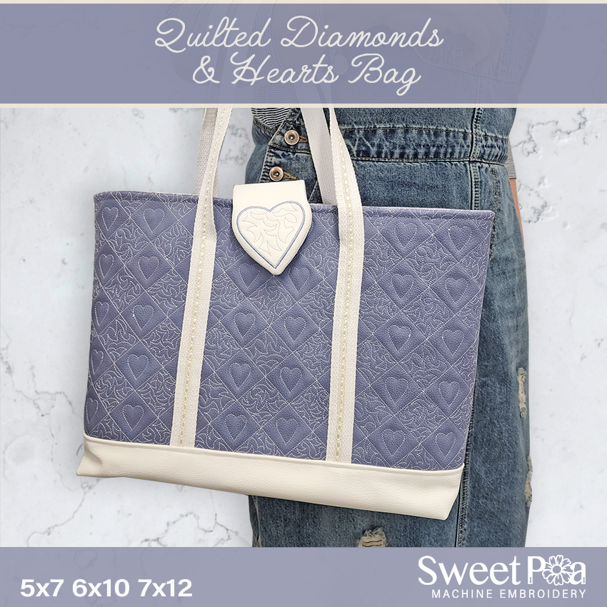 In The Hoop Embroidery Design - Quilted Diamonds Bag