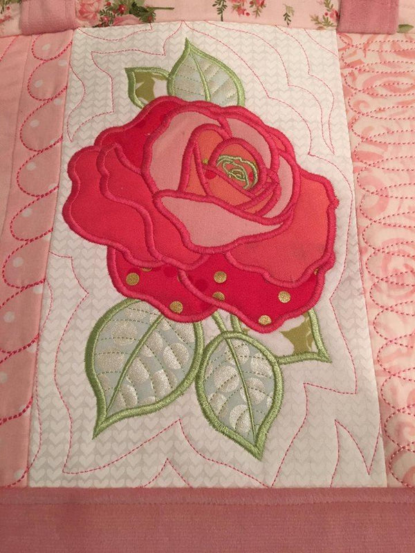 Machine Embroidery Ideas - Tea Rose Flower Block Add-on