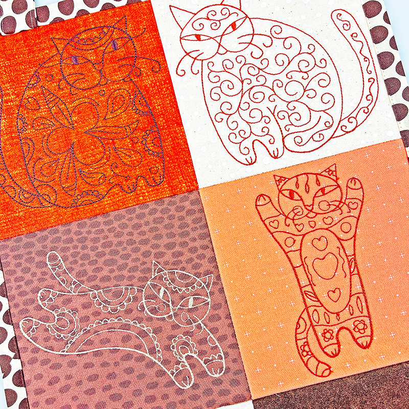 Redwork Pattern - Cats Wall Hanging Embroidery Designs