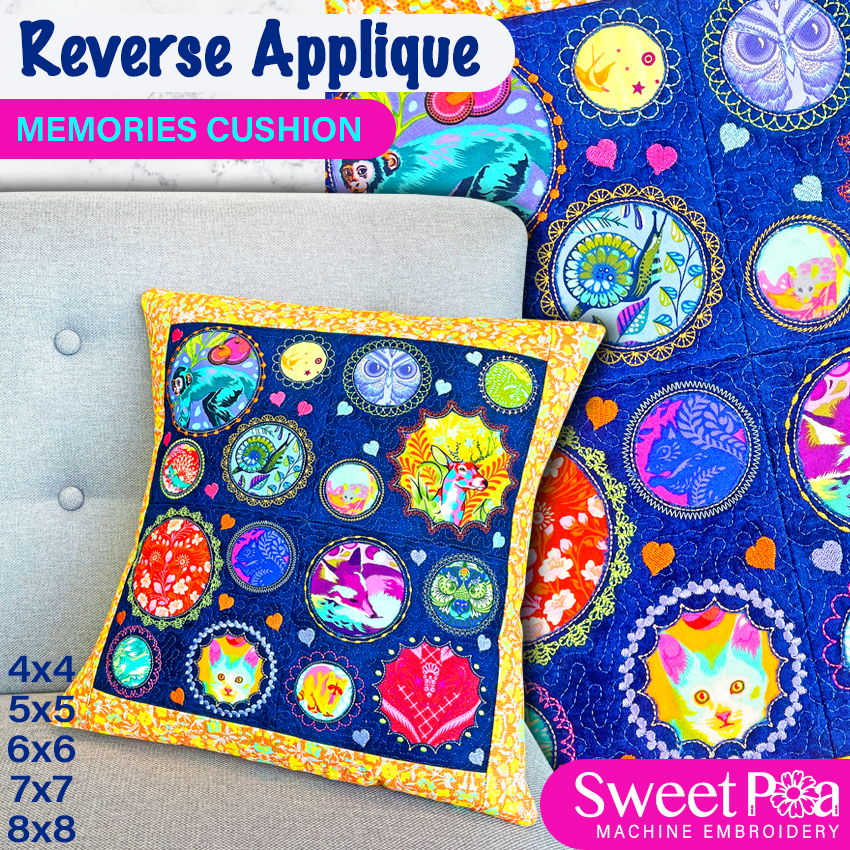 Reverse Applique Memories Cushion