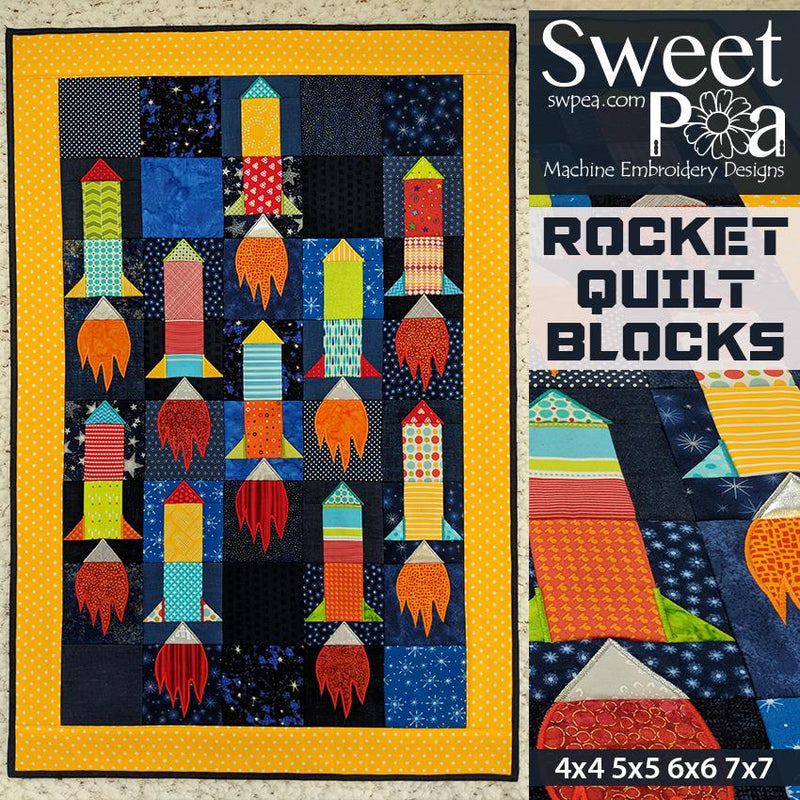 In The Hoop Embroidery Design - Rocket Quilt and Blocks