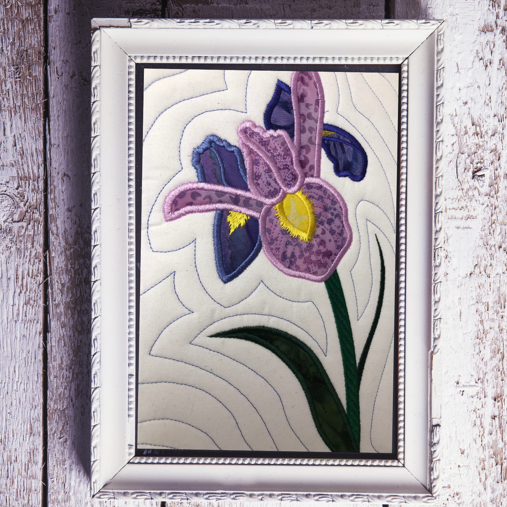 In The Hoop Machine Embroidery Design - Iris Flower Block Add-on
