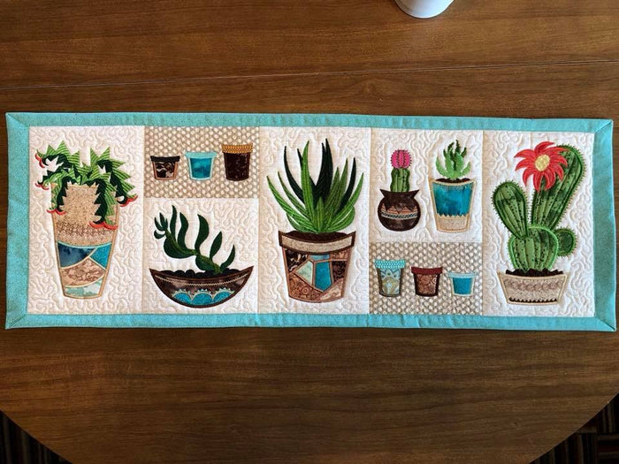 Machine Embroidery Projects - Succulent and Cacti Table Runner
