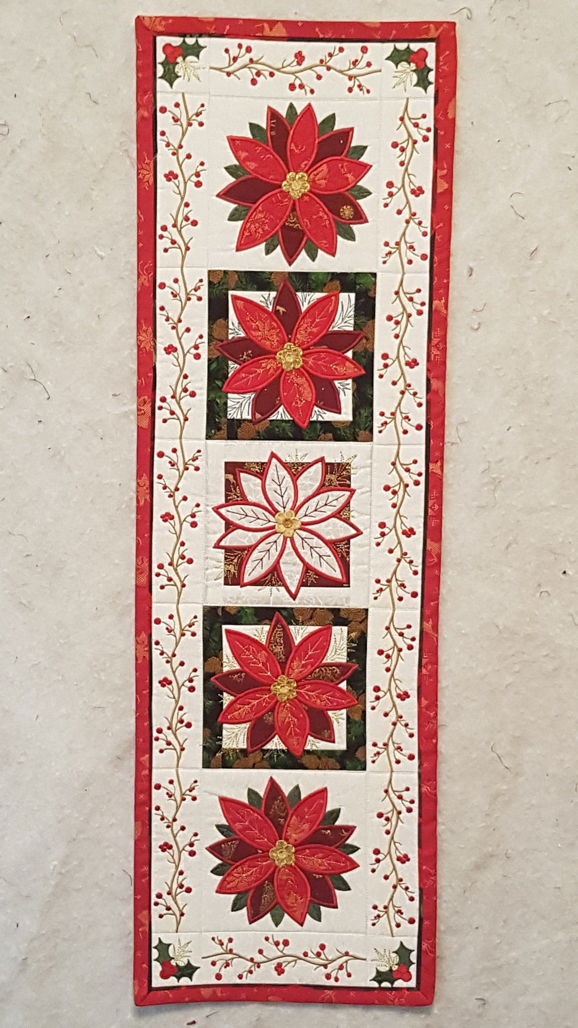 Poinsettia Blocks & Quilt 4x4 5x5 6x6 7x7 machine embroidery design