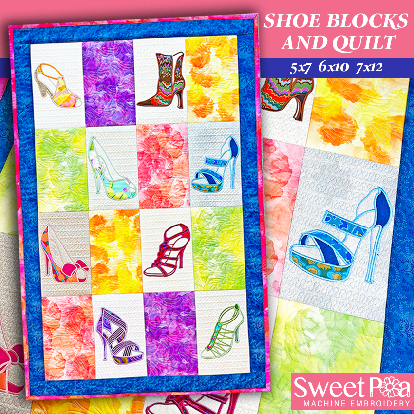 In The Hoop Embroidery - Shoe Blocks and Quilt