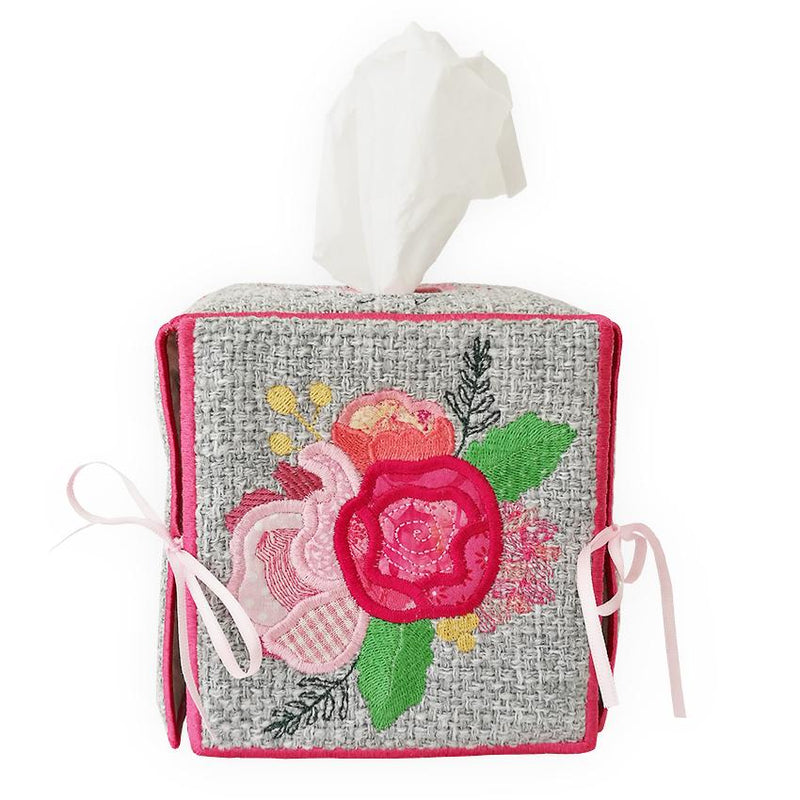 Machine Embroidery Design - Roses Tissue Box 5x7