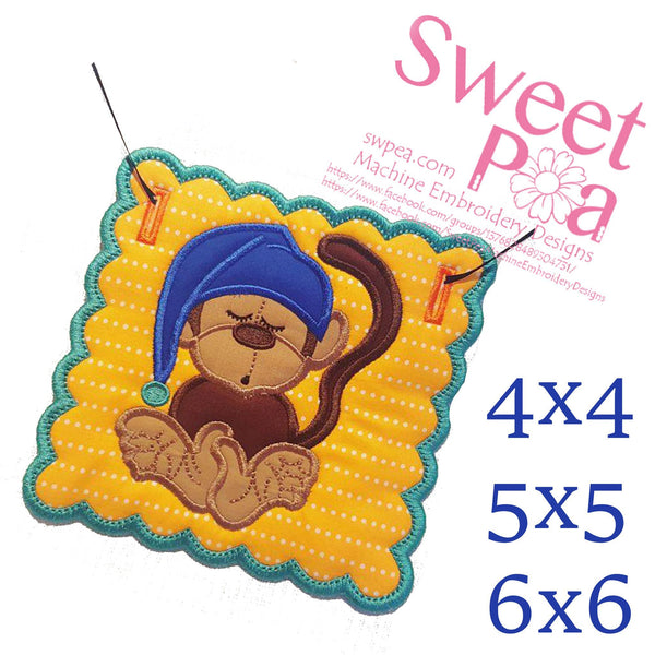 In The Hoop Embroidery - Sleepy Monkey Bunting Add on