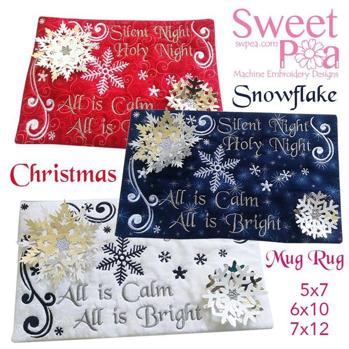 Machine Embroidery Design 5x7 Hoop - Christmas Pears Mug Rug