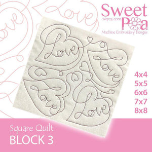 Embroidery Designs - Square Quilt Block (Love)