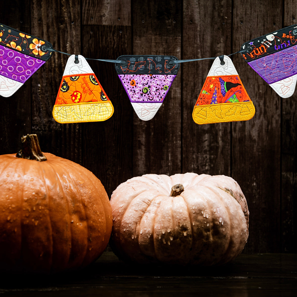 In The Hoop Embroidery Designs - Candy Corn bunting