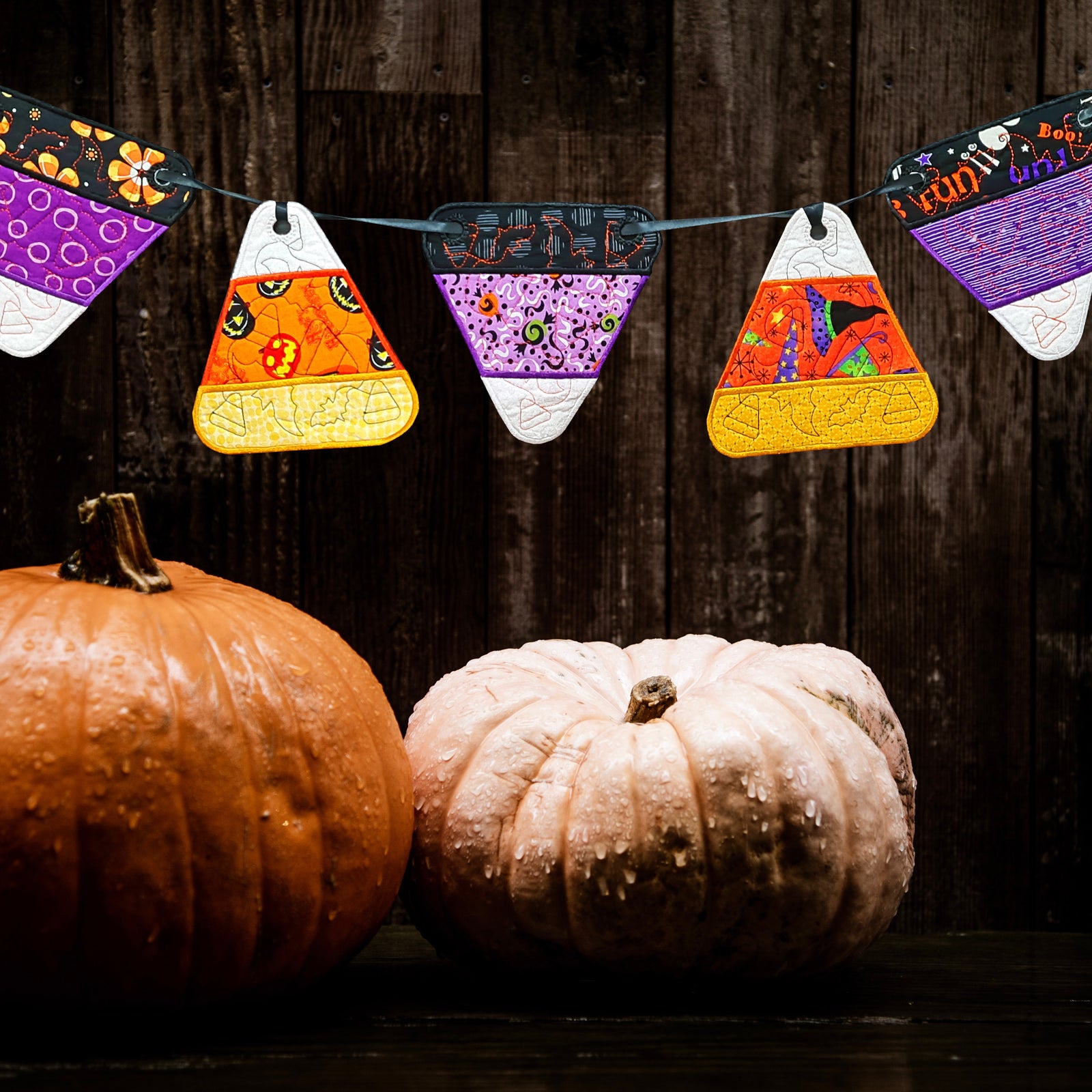 In The Hoop Embroidery Designs - Candy Corn bunting