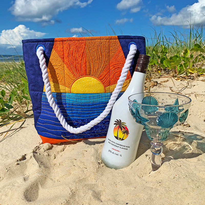 Sunset Beach Tote Bag in the hoop machine embroidery design