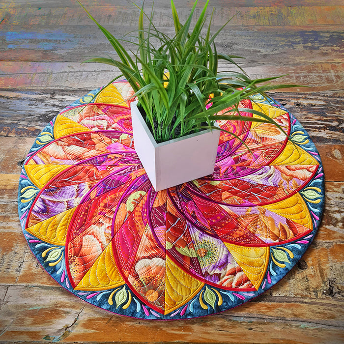 ITH Machine Embroidery Design - Spinning Flower Table Centre