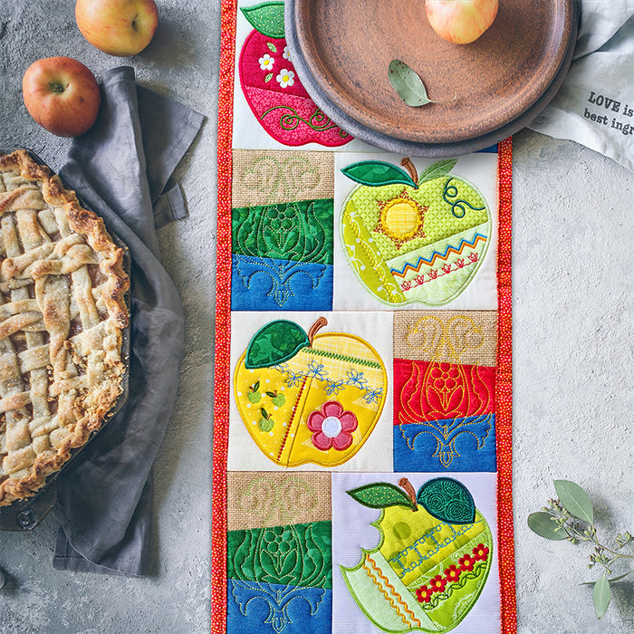 ITH Machine embroidery Design - Patchwork Apple Hanger or Table Runner