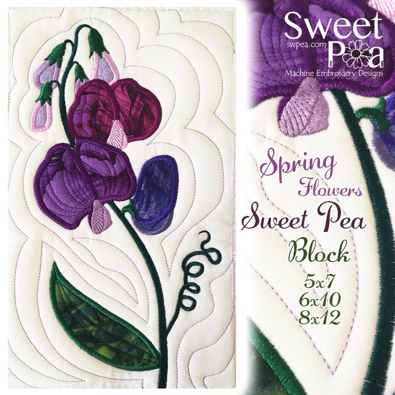 Machine Embroidery Projects - Sweet Pea Block Add-on