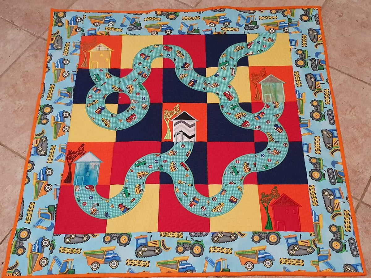 Car Play Mat Quilt In The Hoop Machine Embroidery design ITH