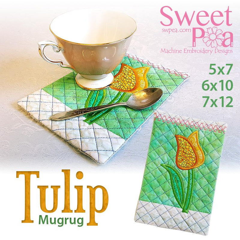 Machine Embroidery Design Download - Tulip Mug Rug