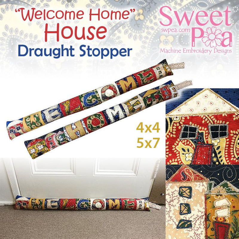 Welcome home house draught stopper and quilt blocks 4x4 5x7 in the hoo