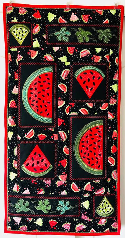Watermelon table runner, mugrug, coaster set 4x4 5x7 6x10 8x12 in the