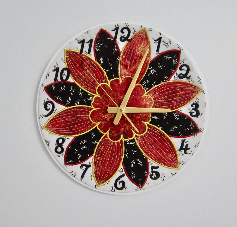 Flower Clock Face in the hoop machine embroidery design ITH
