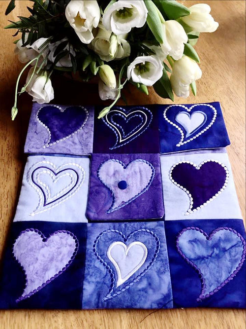 Embroidery Design ITH - Heart Patchwork Bag