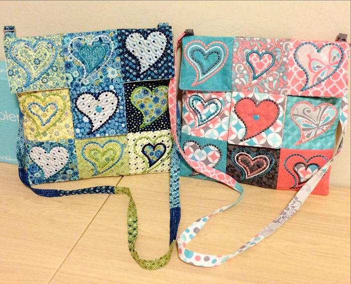Embroidery Design ITH - Heart Patchwork Bag