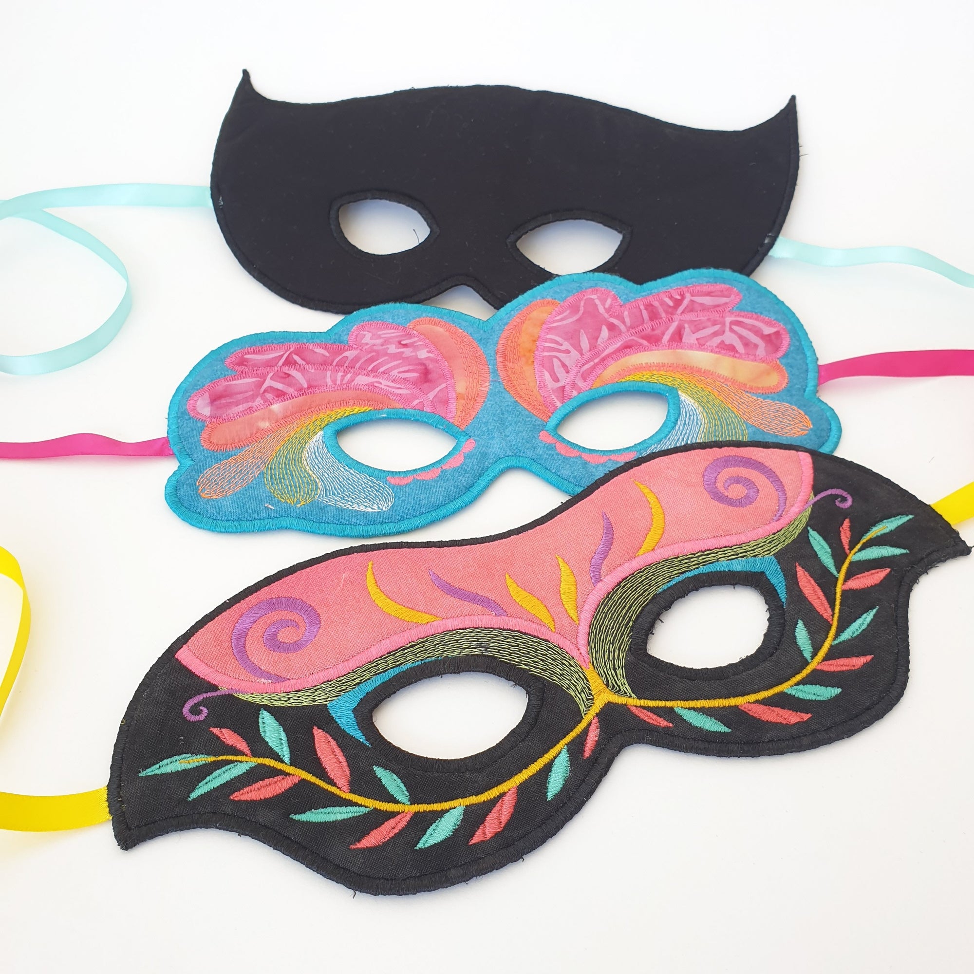 Masquerade Ball Masks 6x10 in the hoop machine embroidery design ITH