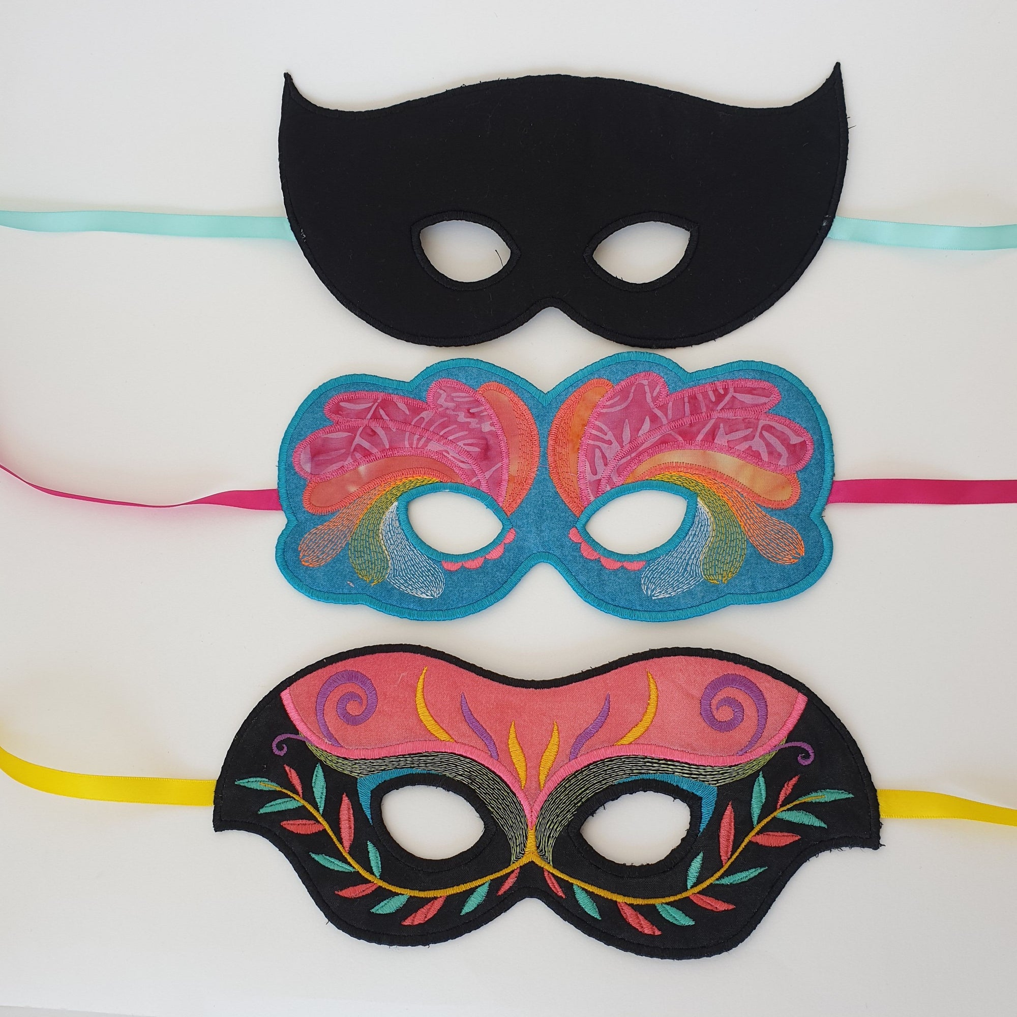 Masquerade Ball Masks 6x10 in the hoop machine embroidery design ITH