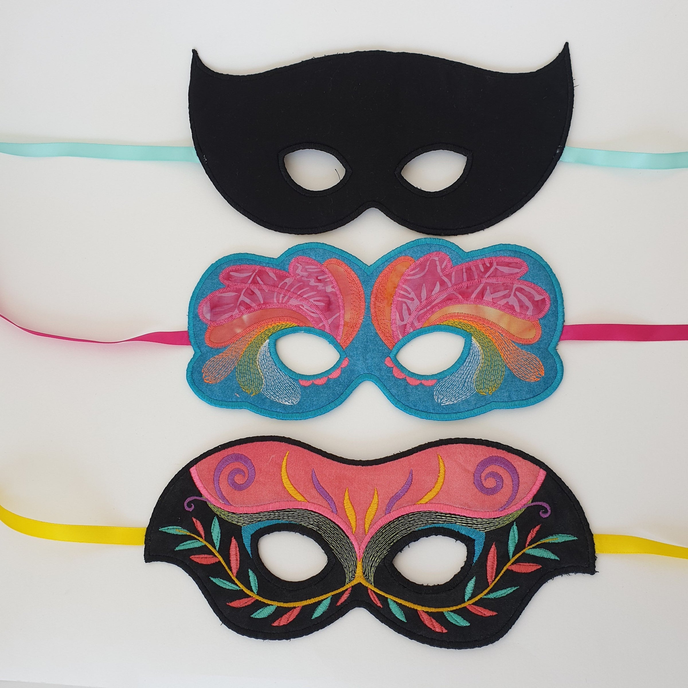 Masquerade Ball Masks 6x10 in the hoop machine embroidery design ITH